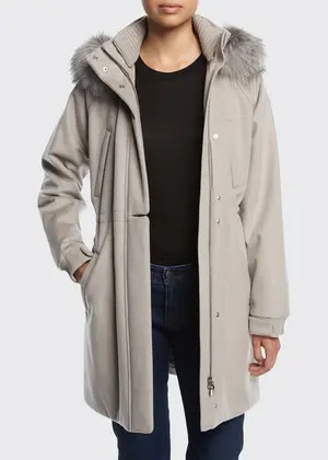 Loro Piana Icery Cashmere Storm System; Ski Jacket With Fox Fur